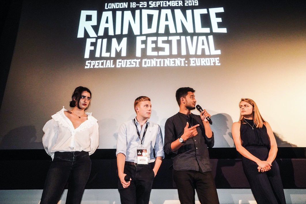 Filmmaker Rishi Pelham and actors Megan Purvis and Yasmin Al-Khudhairi ...